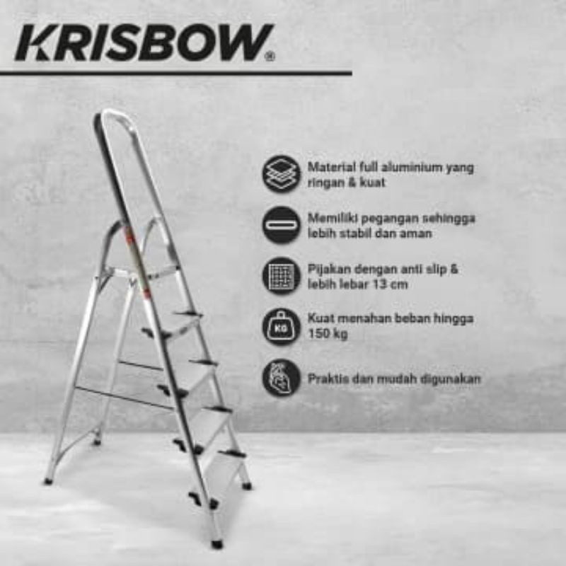 Jual Tangga Lipat Aluminium 5 Wide Step - Krisbow Original100% | Shopee ...