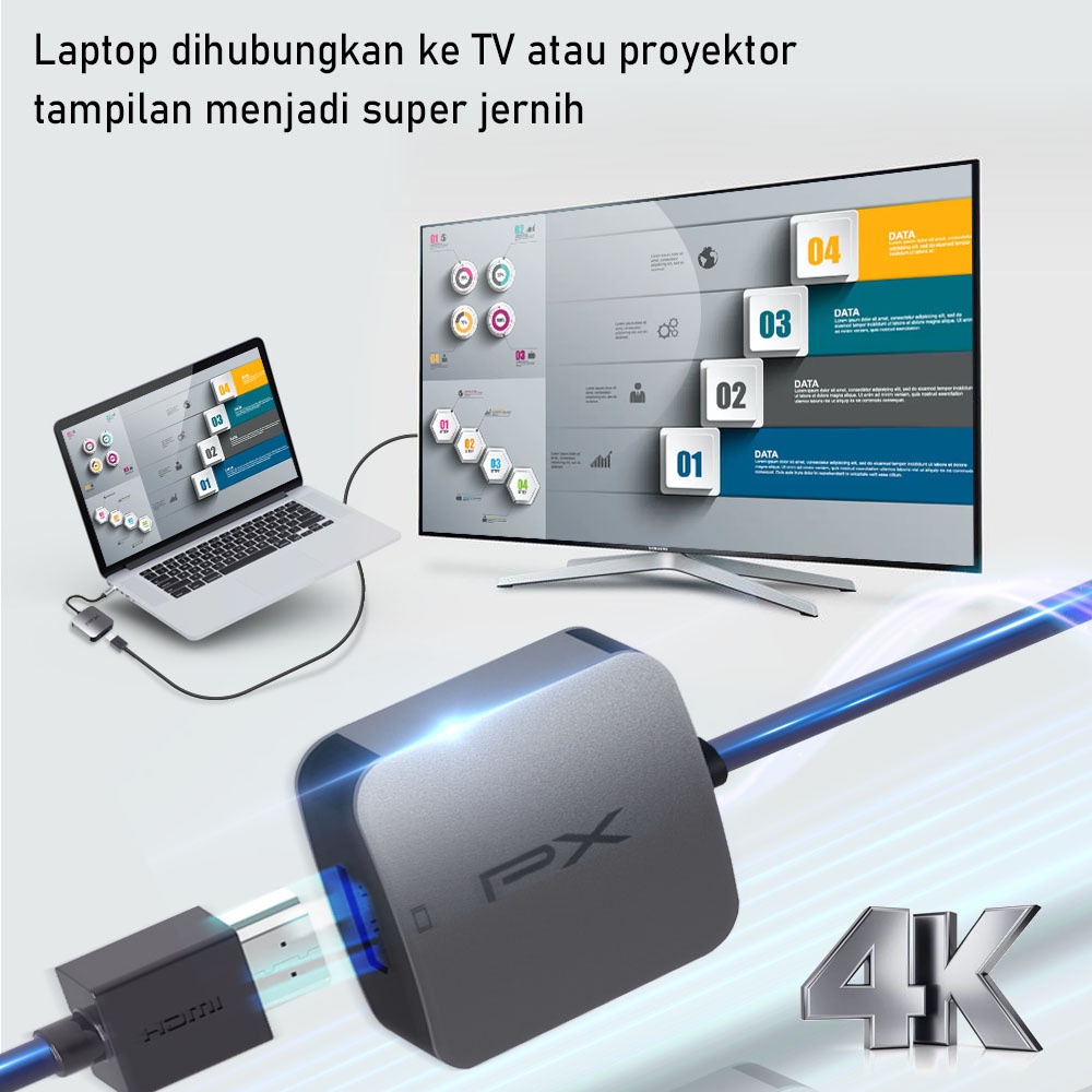 Jual PX UCH-1H Converter USB Type-C to HDMI 4K UHD PD Hub Adapter | Shopee Indonesia