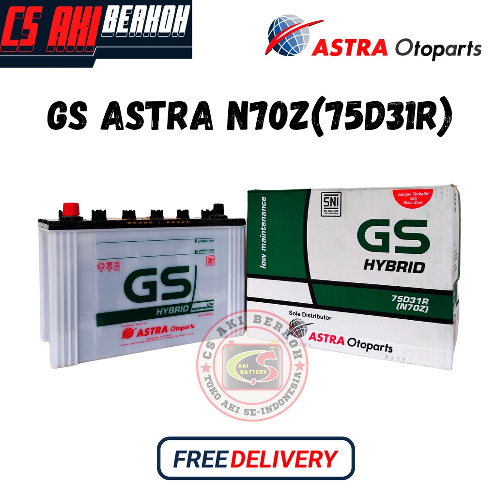 Jual AKI MOBIL GS ASTRA HYBRID N70Z (75D31R) | Shopee Indonesia