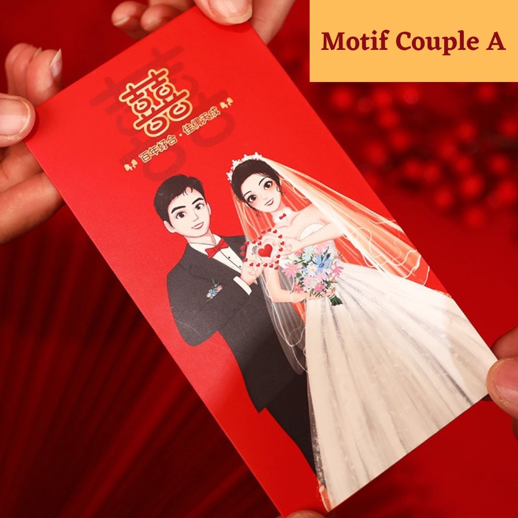 Jual Kantong Amplop Angpao Merah Motif Couple Wedding Design Aesthetic ...