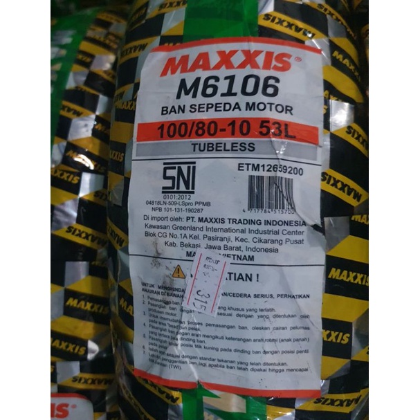 Jual Ban MAXXIS 100/80 10 M6106 BAN PIAGGIO ZIP RING 10 | Shopee Indonesia