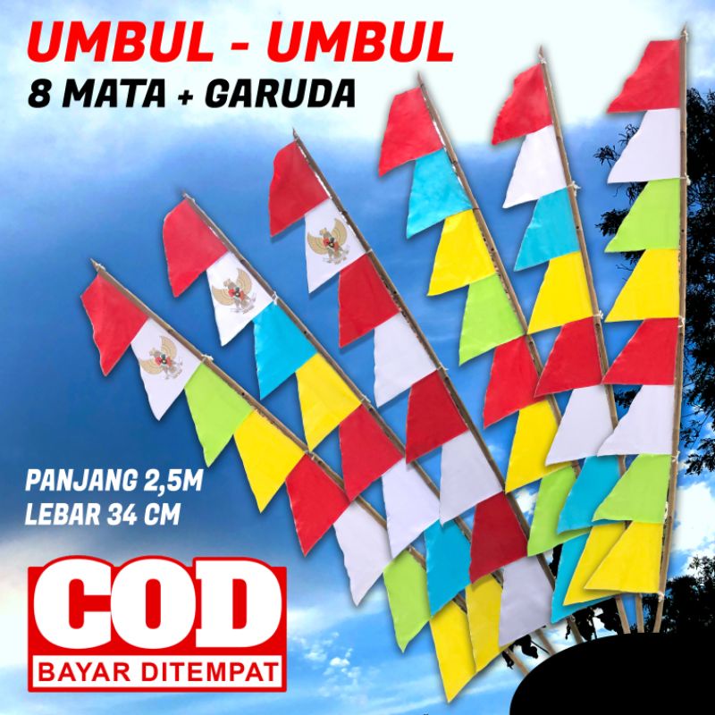 Jual umbul umbul umbul-umbul umbul" bendera gergaji 8 mata garuda polos merah putih biru kuning ...
