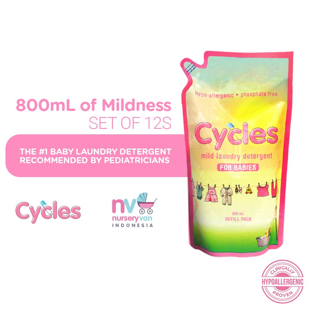 Jual Cycles Baby Mild Laundry Detergent Liquid Refill 800ML Bundling ...