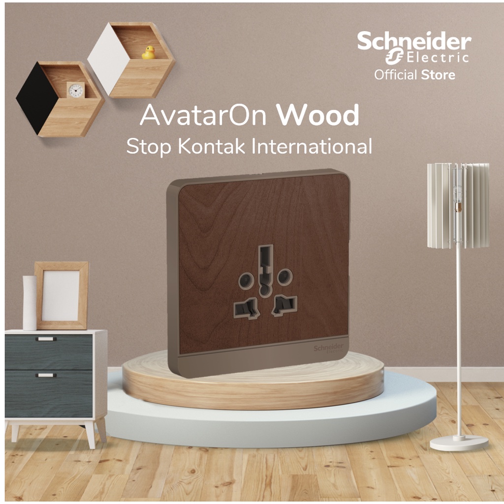 Jual Schneider Electric AvatarOn Wood Stop Kontak International 1 Gang ...