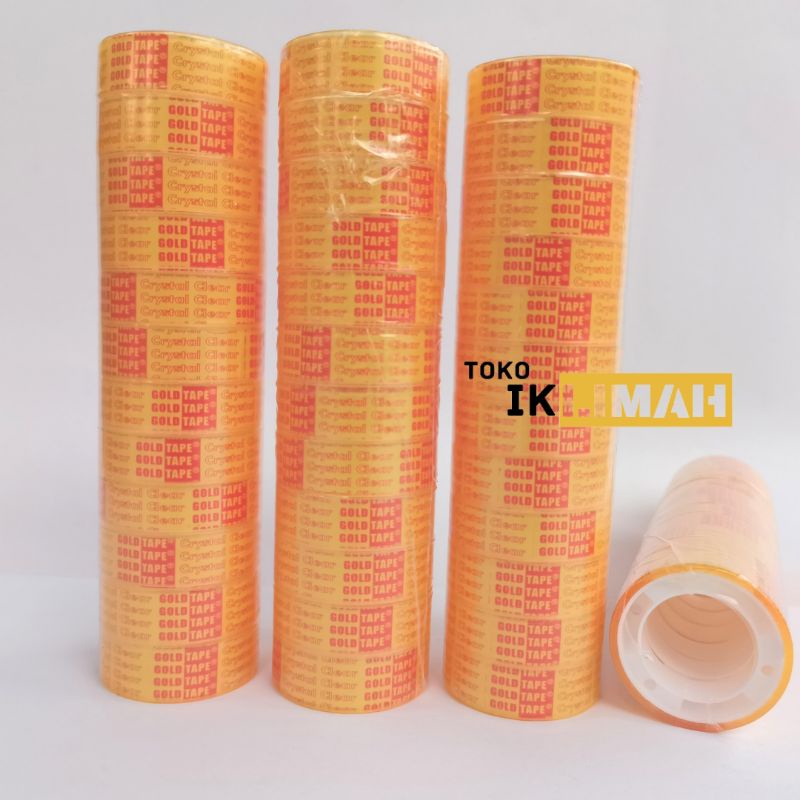 Jual Isolasi Kecil Bening Gold Tape 1/2 Inch / Solasi Kado / Selotip ...