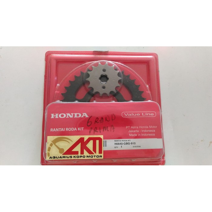 Jual Gear Set Grand Prima AHM Rantai Gir Depan Belakang Honda Original ...