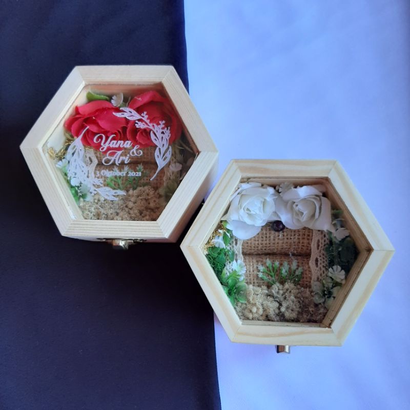 Jual Kotak Cincin / Ring Box Pernikahan / Lamaran Aesthetic Rustic ...