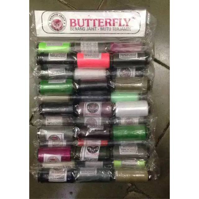 Jual Benang jahit butterfly warna, hitam, putih, hitam dan putih ...