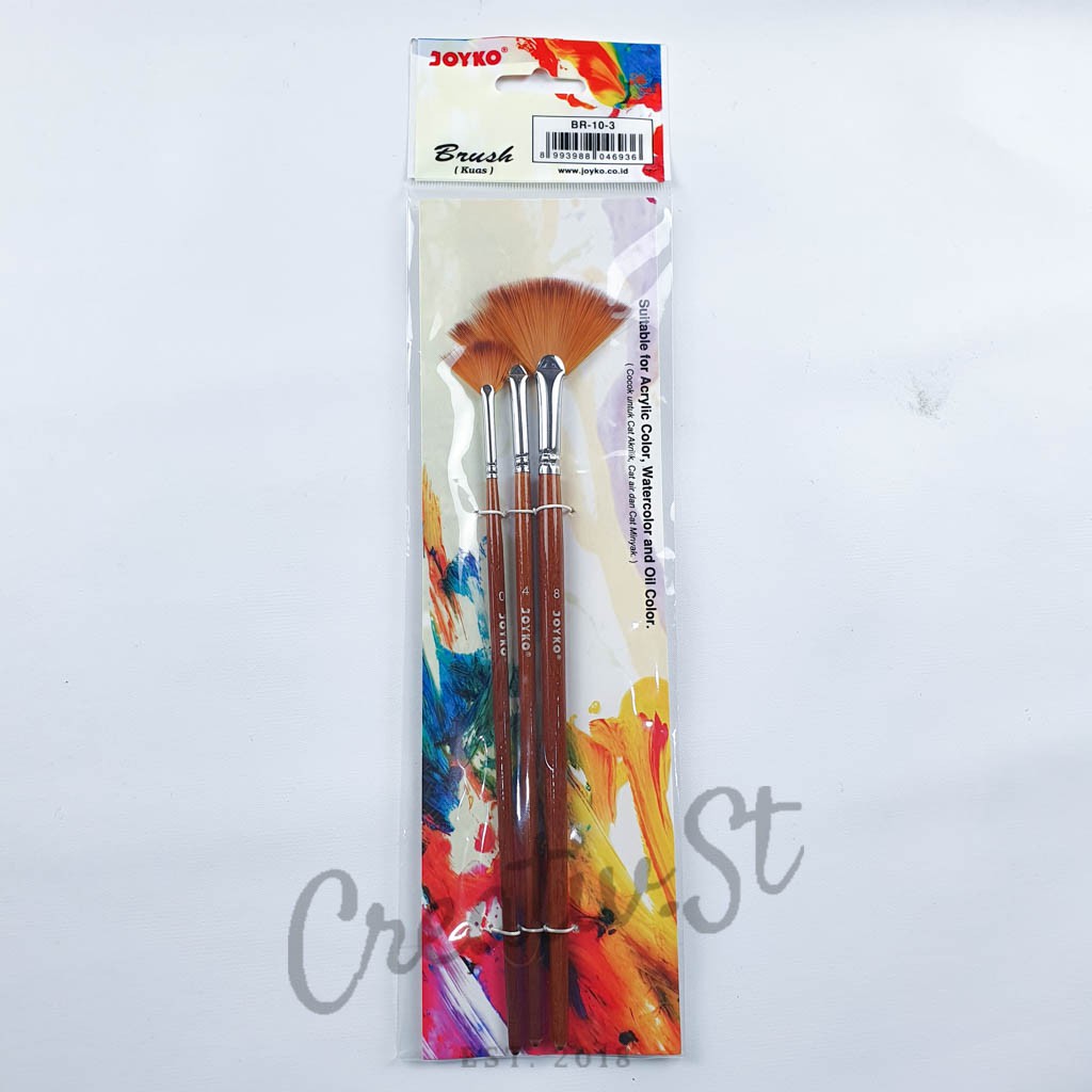 Jual JOYKO Kuas Lukis Set Kipas Fan Br-10-3 Art Brush Set | Shopee ...
