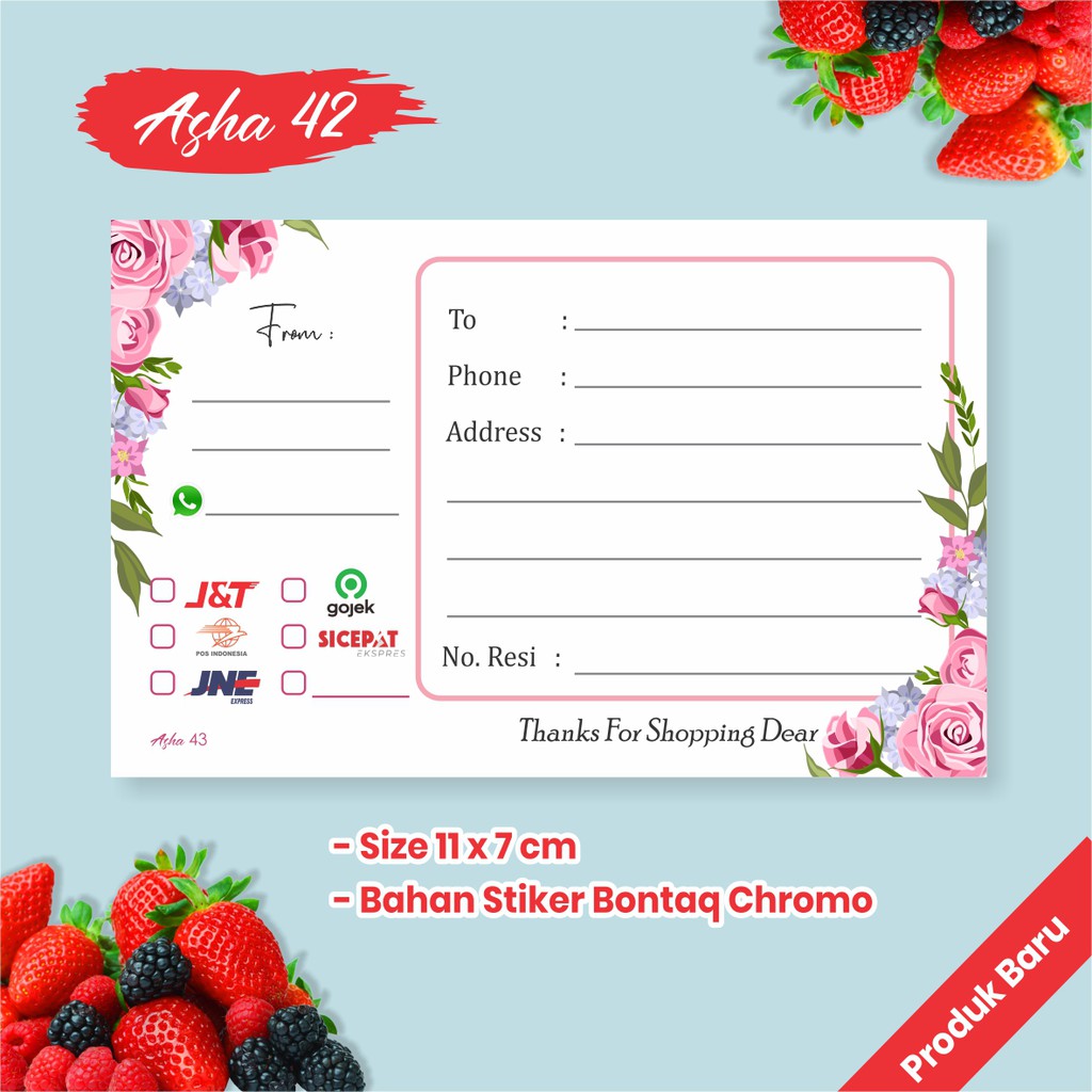 Jual STIKER LABEL PENGIRIMAN PAKET OLSHOP ASHA 42 | Shopee Indonesia