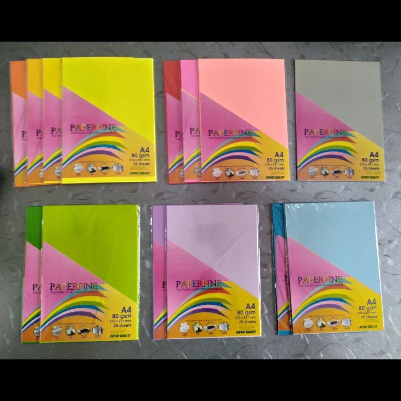 Jual Paperfine A4 80 Gram 25 sheet - Kertas Hvs Warna | Shopee Indonesia