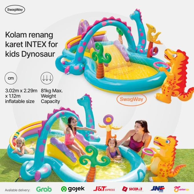 Jual KOLAM RENANG KARET ANAK INTEX DINOLAND PLAY CENTER INFLATABLE POOL siap order | Shopee ...