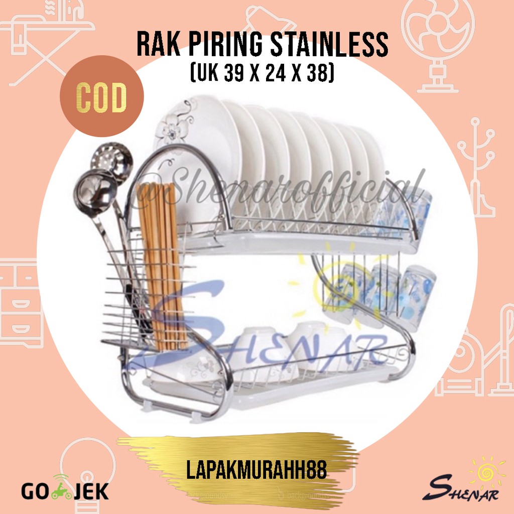 Jual Rak Piring Minimalis 2 susun Dengan Ukuran 35CM dan 14 Sekat Rak ...