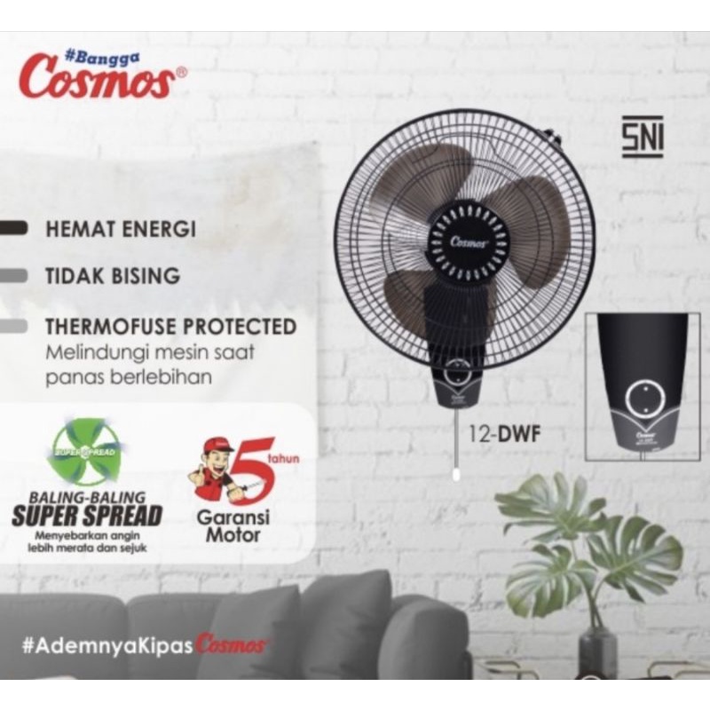 Jual COSMOS : 12-DWF KIPAS ANGIN DINDING / WALL FAN 12 INCH DWF HITAM ...