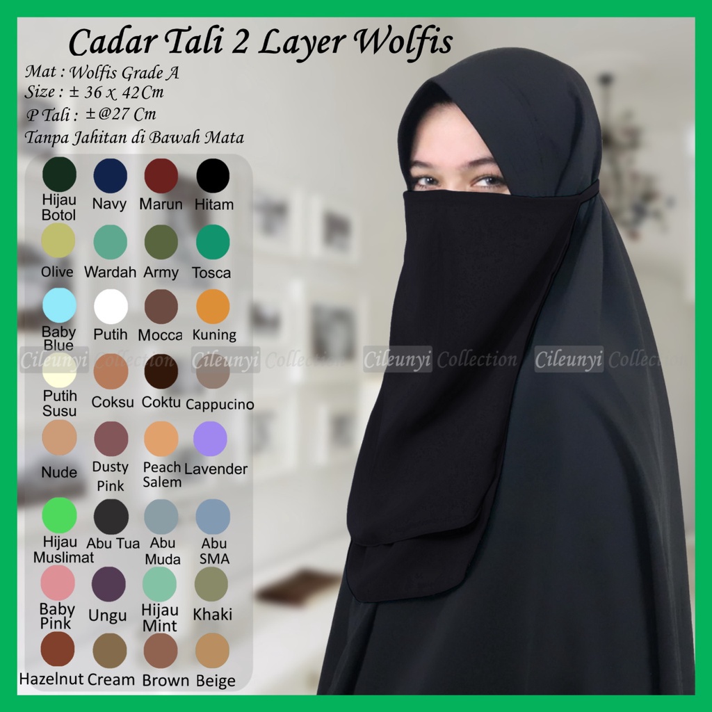 Jual Cileunyi Collection Cadar Tali 2 Layer Wolfis Tanpa Jahitan Di Bawah Mata / Niqab Ninja ...
