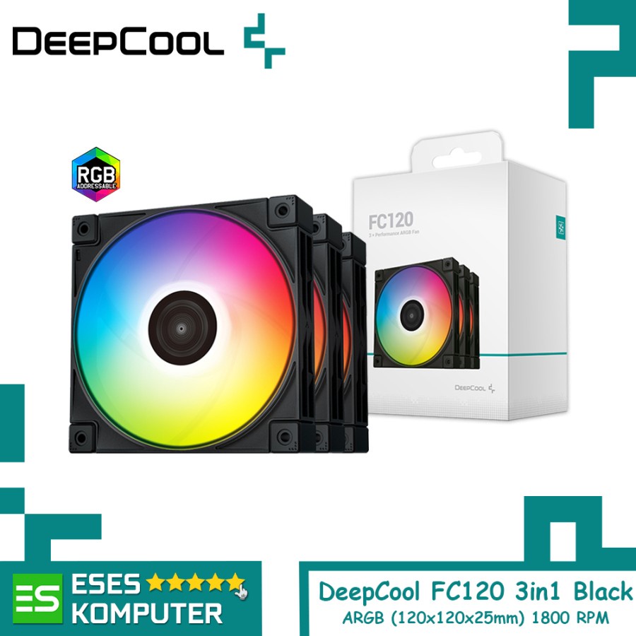 Jual Fan DeepCool FC120 3 IN 1 BLACK ARGB | 3pcs Value Pack | 120mm ...