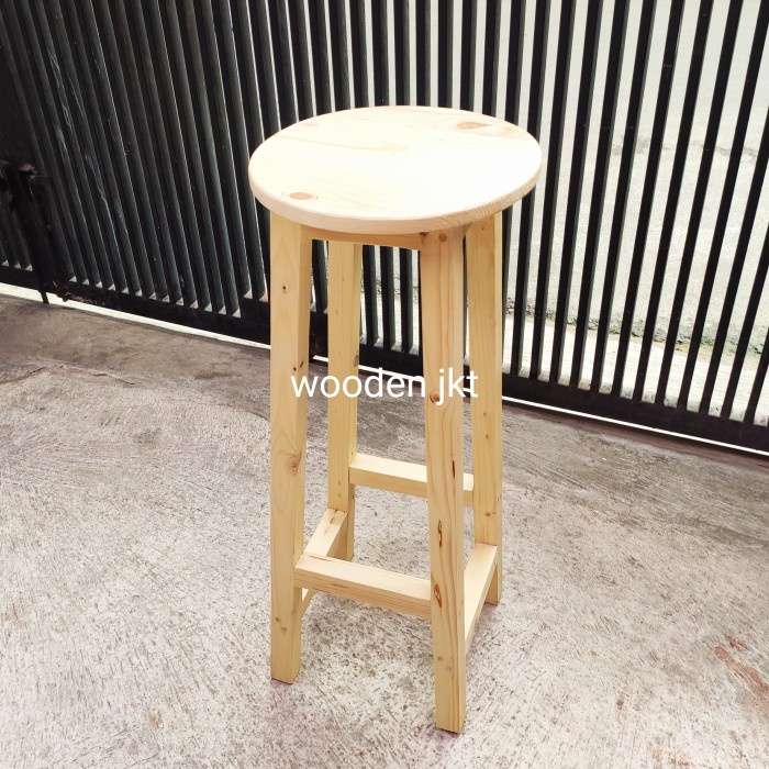 Jual kursi cafe / stool jati Belanda / kursi bar kayu bulat bangku ...