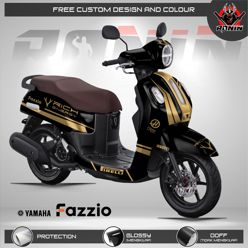 Jual Sticker Decal Yamaha Fazzio Motif Rich Energy Black | Shopee Indonesia