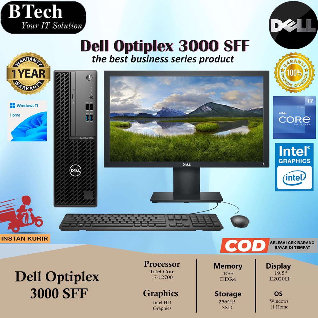 Jual Dell Optiplex 3000 MT Core i7-12700 4GB 256GB SSD W11H 1YR ...