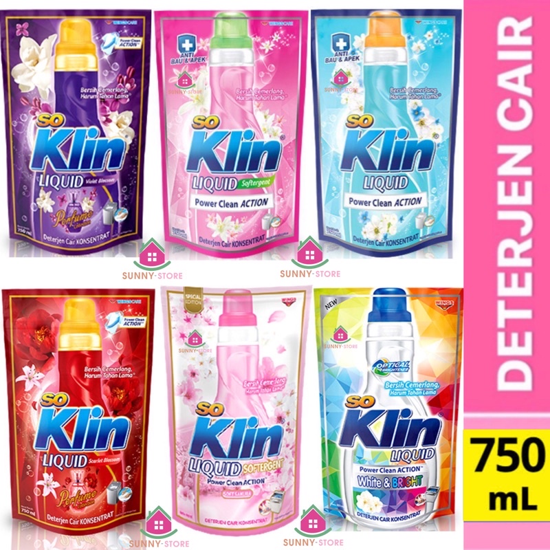 Jual SOKLIN LIQUID Deterjen Cair Softergent Sakura Strawberry White Violet 750ML - SO KLIN ...