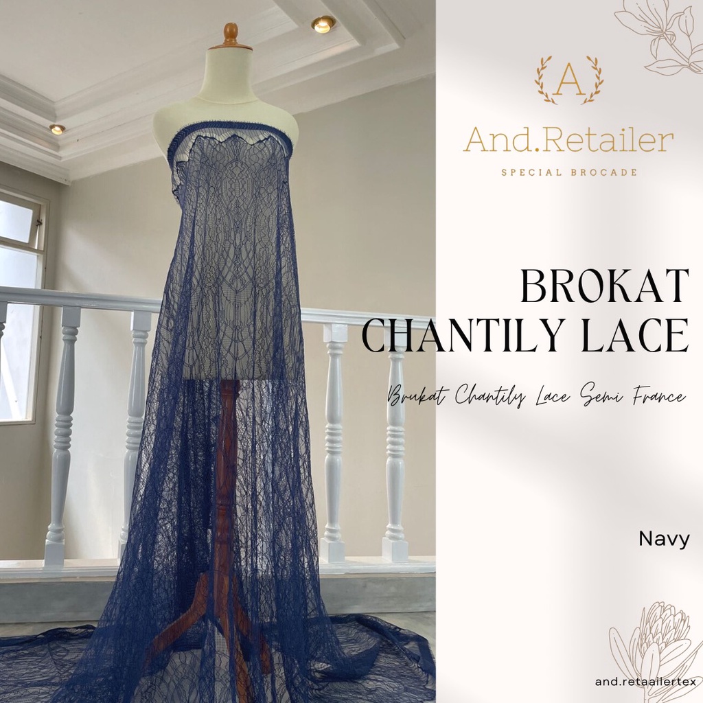 Jual Bahan Kebaya Semi France Panel per 2,5m Lace Chantily Shantily ...