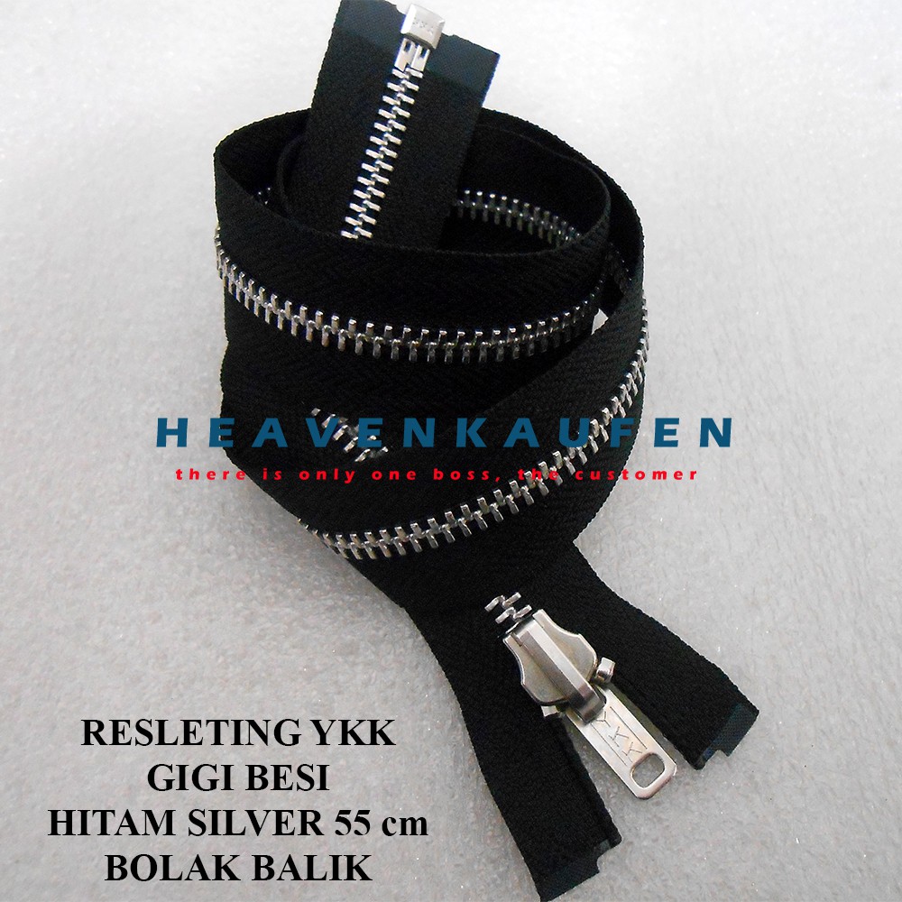 Jual Zipper Resleting Jaket 55 cm / 22 inch YKK Gigi Besi Hitam - Silver Bolak Balik | Shopee ...