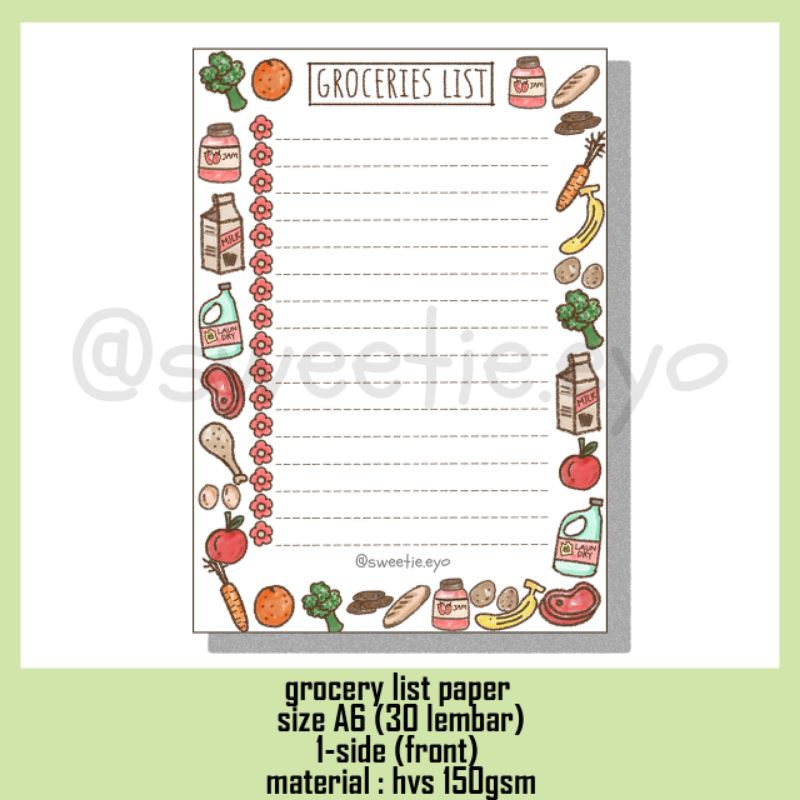Jual grocery / shopping list note | Shopee Indonesia