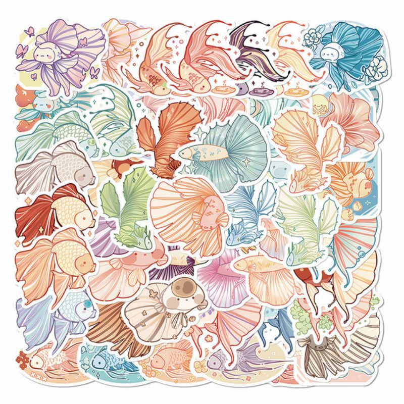 Jual Stiker Aesthetic Ikan Cupang Pack Style 260286- Stiker Aesthetic ...