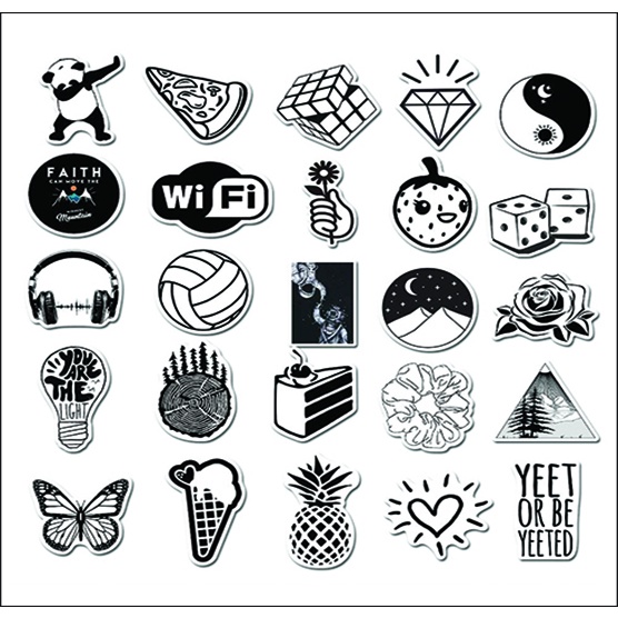 Jual [Black Series] MINI Black Sticker Aesthetic | Sticker Case Sticker ...