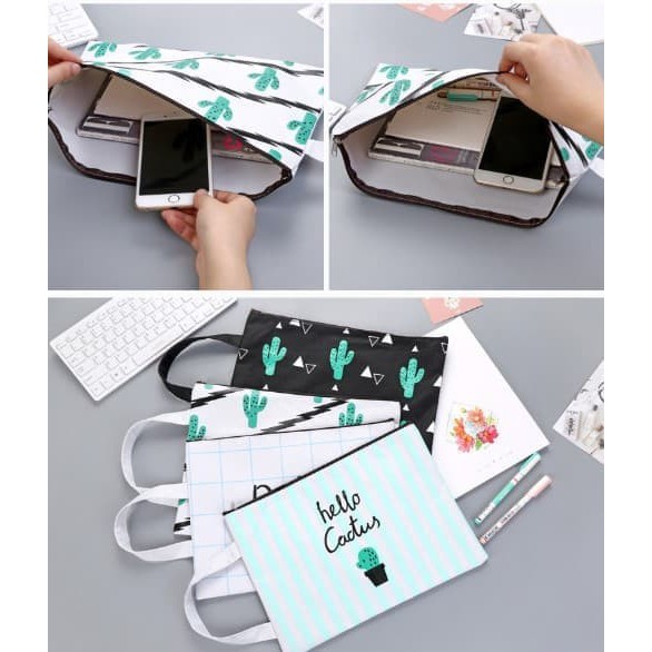 Jual Tas Map Kain Tempat Folder Dokumen Zipper Dengan Tali Murah Lucu ...