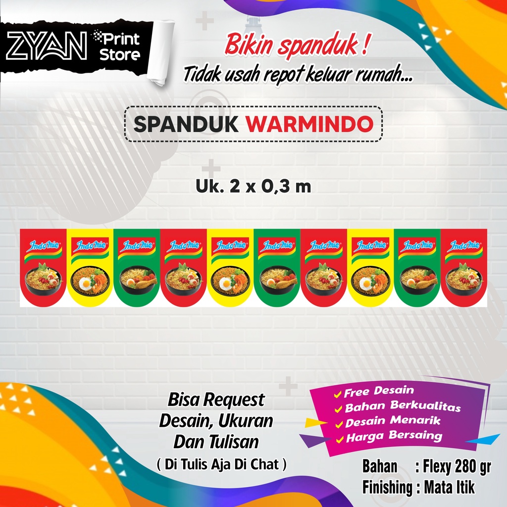 Jual SPANDUK BANNER WARMINDO WARUNG INDOMIE | Shopee Indonesia