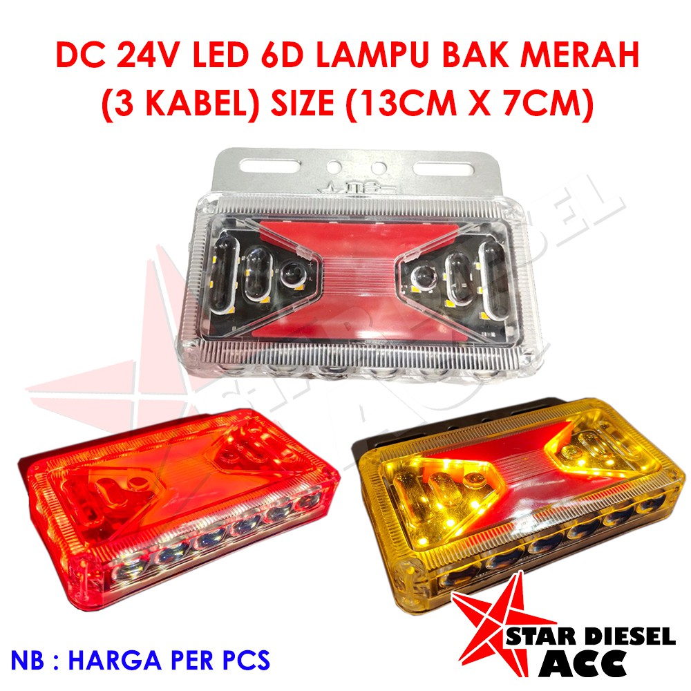Jual LAMPU BAK PETAK LED 6D MERAH 13CM X 7 CM MODEL JALAN LAMPU SENT LAMPU KOTA 24V LAMPU TRUK ...