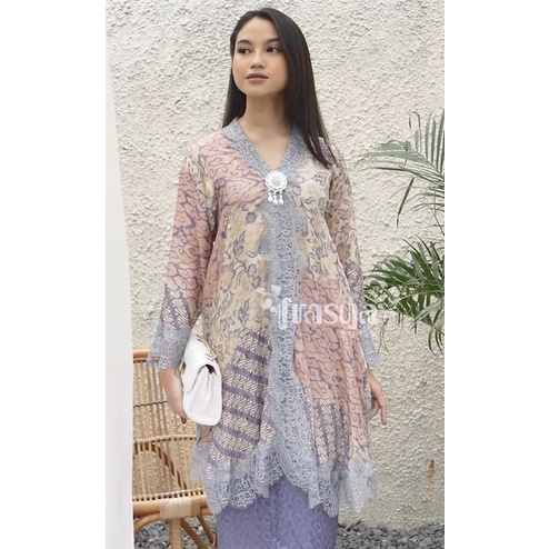 Jual FRASYA BUTIK | Kebaya Outer Lace Batik Viscose Pulauan Pastel SET ...