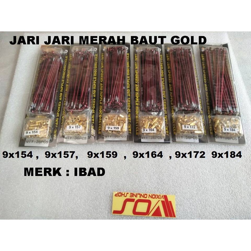 Jual JARI JARI IBADWARNA MERAH BAUT GOLD UKURAN BANYAK | Shopee Indonesia