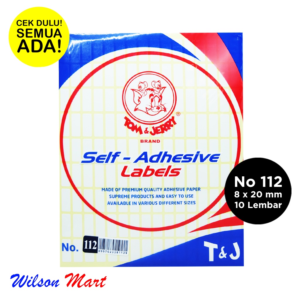 Jual TOM AND JERRY NO 112 8 X 20 MM SELF ADHESIVE LABELS ISI 10 LEMBAR | Shopee Indonesia