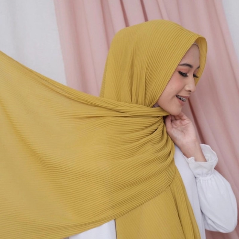 Jual Pashmina Plisket Full Pashmina Plisket Kuning Lime Pashmina ...