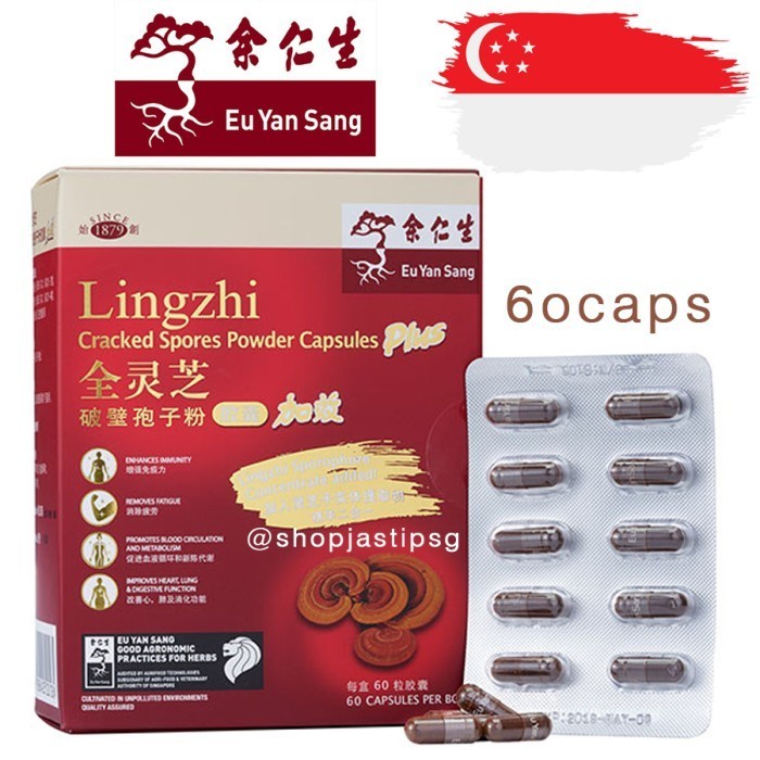 Jual Eu Yan Sang Singapore Lingzhi Cracked Spores Powder Capsules Plus ...
