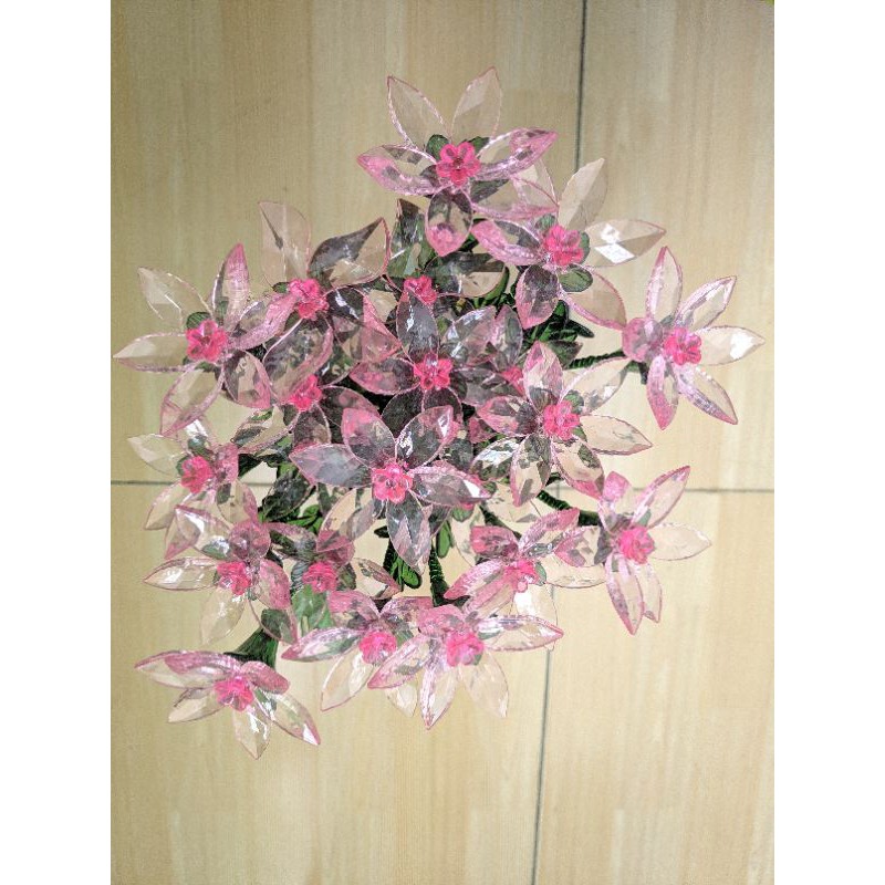 Jual bunga kristal mini baby pink manik kristal akrilik per tangkai ...