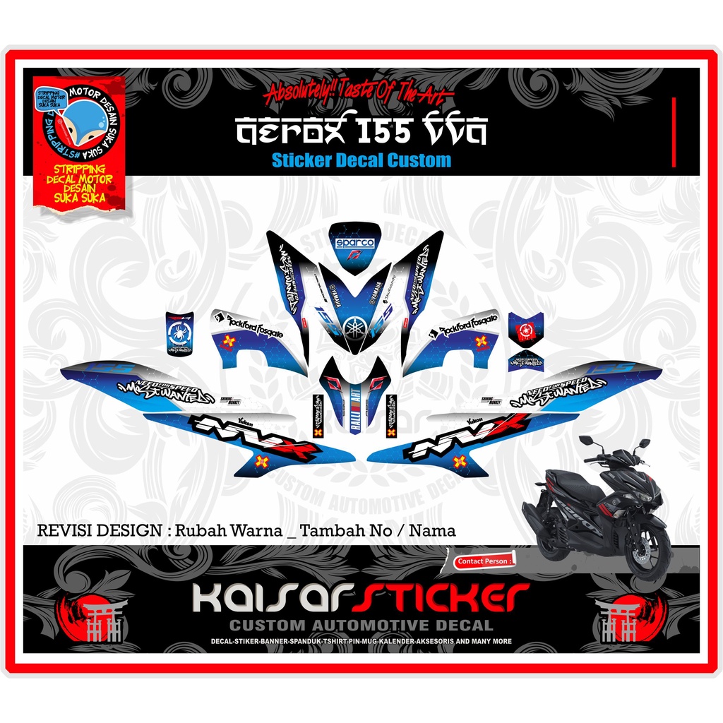 Jual Sticker Striping Motor Stiker Decal Yamaha Aerox 155 Race Car ...