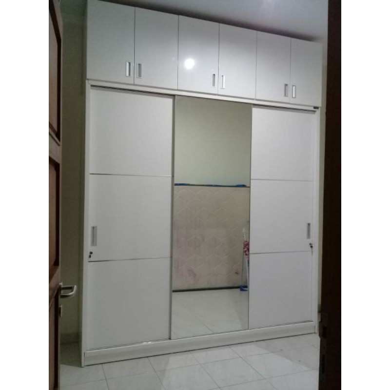 Jual Lemari pakaian 3 pintu sliding duco/lemari baju jumbo/lemari duco/lemari pakaian minimalis ...