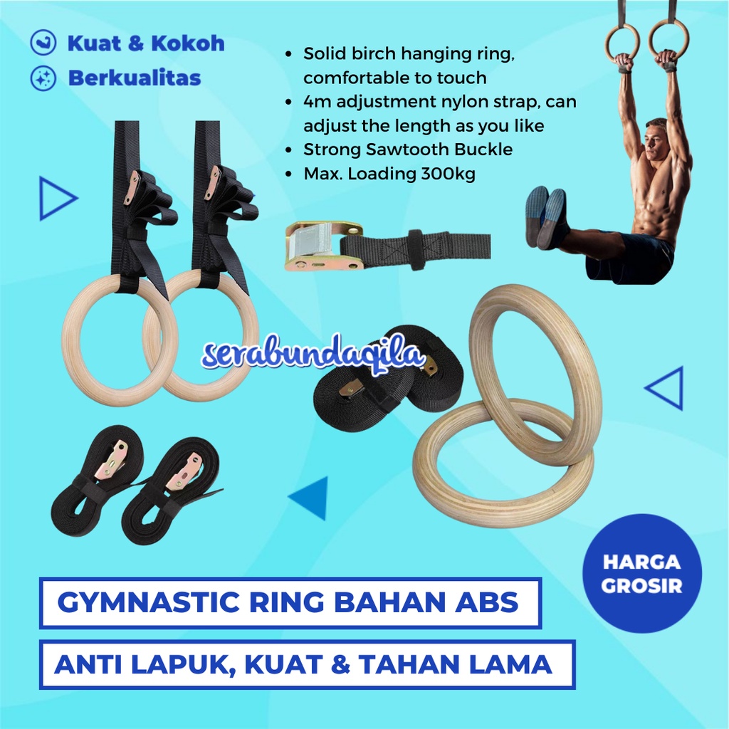 Jual Birch Ring, Gymnastic Ring Kayu, Wooden Gym Ring Murah | Shopee Indonesia