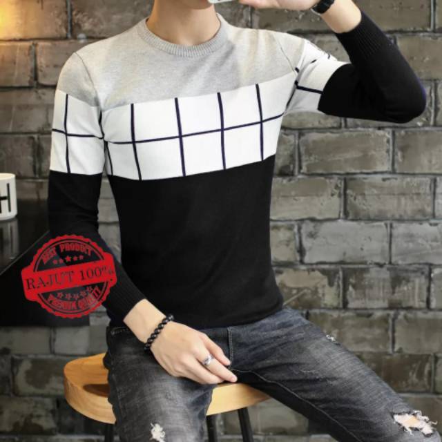 Jual TOTOTAshop.baju sweater rajut pria FELIX,Bahan full Rajutan.Lengan ...