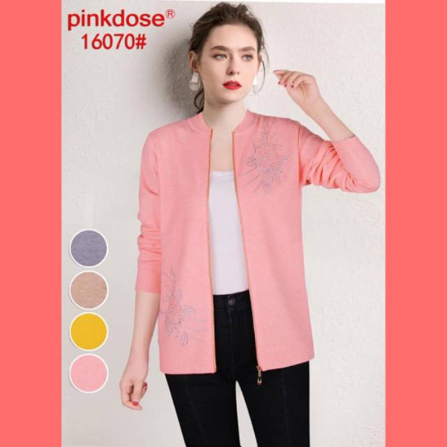 Jual ||PINKDOSE||JAKET RAJUT SLETING APLIKASI BORDIR || 4 PCS PREMIUM ...