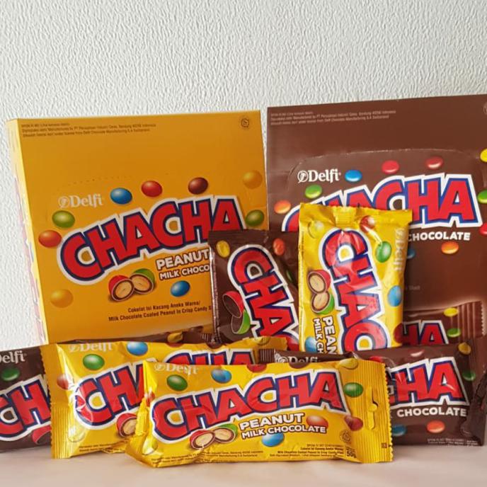 Jual COD 1 BOX DELFI CHACHA PEANUT MILK CHOCOLATE & MILK CHOCOLATE 50 ...