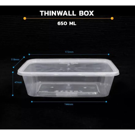 Jual Thinwall Rect 650ml / Mika Thinwall Kotak / FOOD CONTAINER FOOD ...