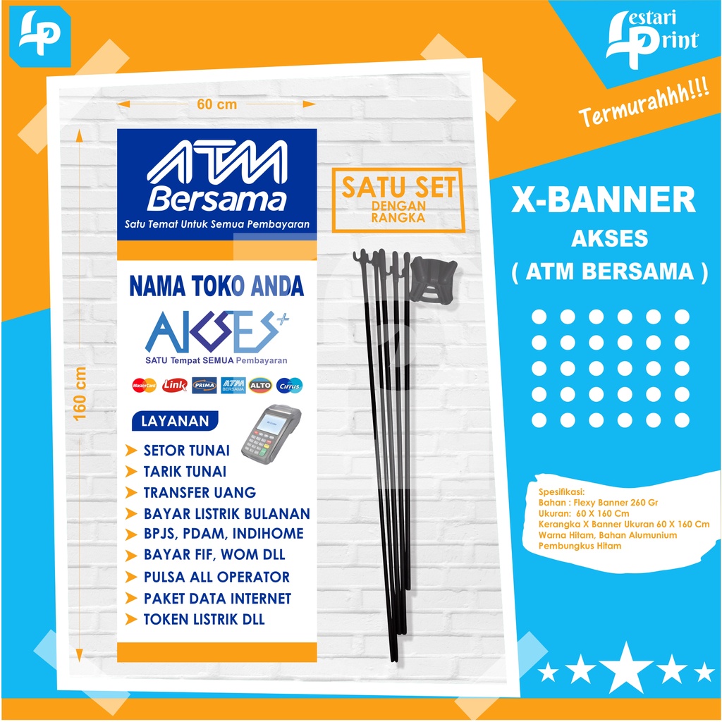 Jual X BANNER AKSES ATM BERSAMA SATU SET DENGAN RANGKA X BANNER 160CM X ...