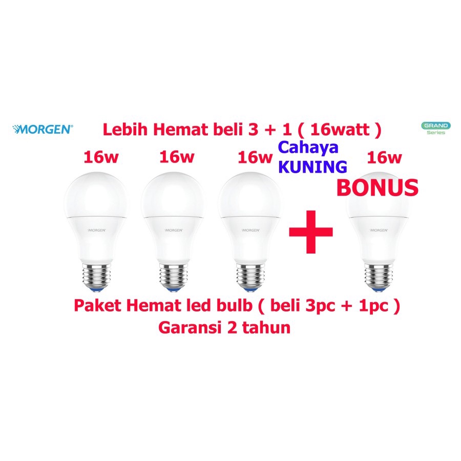 Jual KUNING Paket beli 3 bonus 1 (total4pc) 16w Morgen Grand lampu led ...
