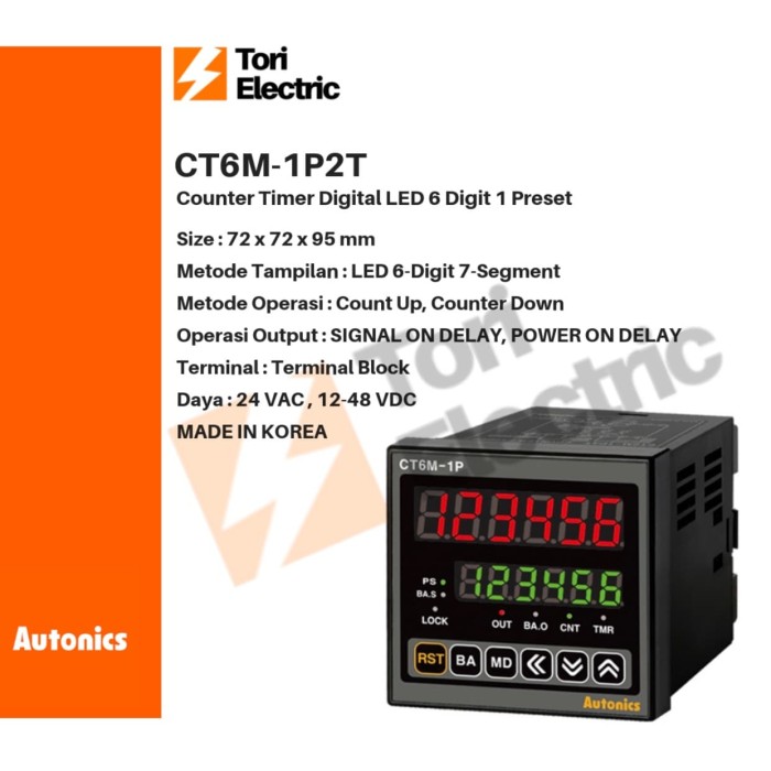 Jual AUTONICS CT6M-1P2T Counter Timer Digital CT Series 100% ORI | Shopee Indonesia