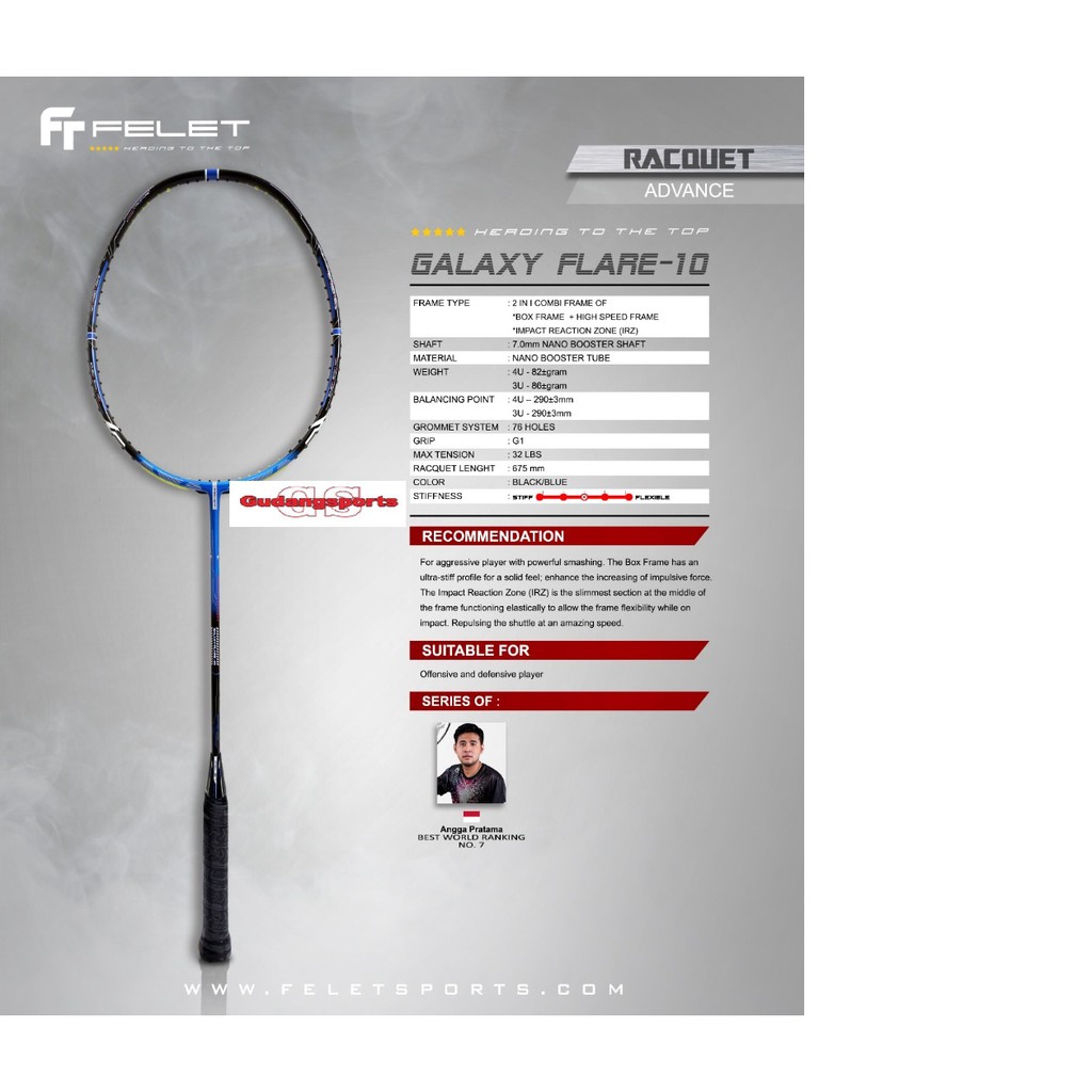 Jual RAKET BADMINTON BULUTANGKIS FLEET FELET GALAXY FLARE 10 ORIGINAL ...