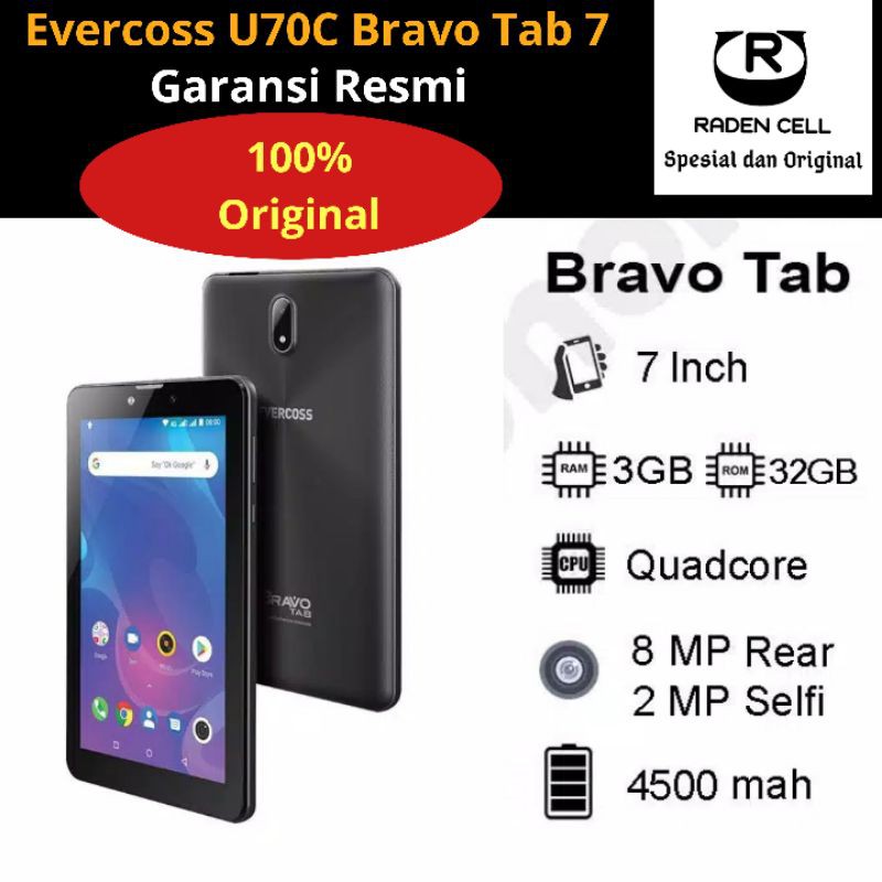 Jual Evercoss Bravo Tab 7 U70C Ram 3/32 Tablet Android 4G LTE Finger ...